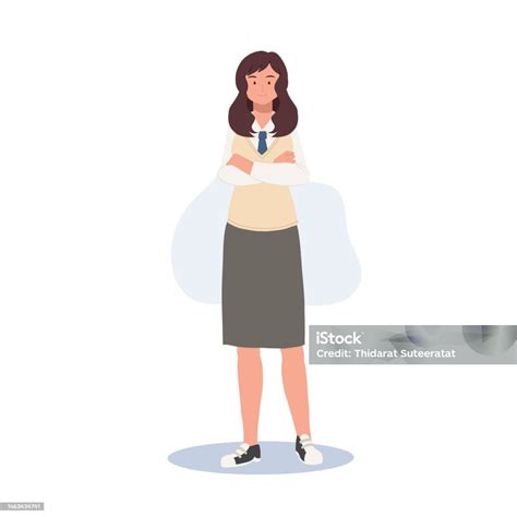 학습 및 교육 개념입니다 한국 학생 캐릭터 교복을 입은 여학생의 전체 길이 공부에 대한 스톡 벡터 아트 및 기타 이미지 공부 교복 교육 Istock