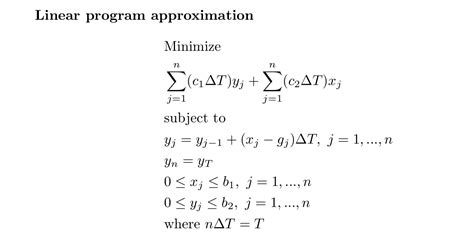 writing a simple production scheduling optimal control problem in