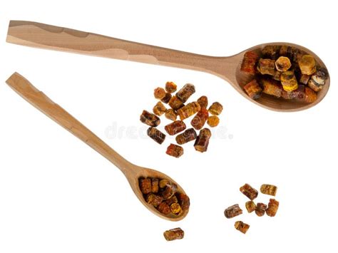 Bee Bread Grain In Spoon Isolated On White Background Stock Image