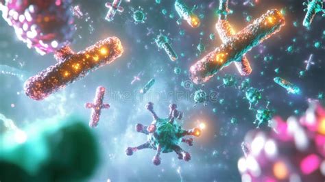 Visualization Of Antibodies Launching An Immune Response Against Various Pathogens In A