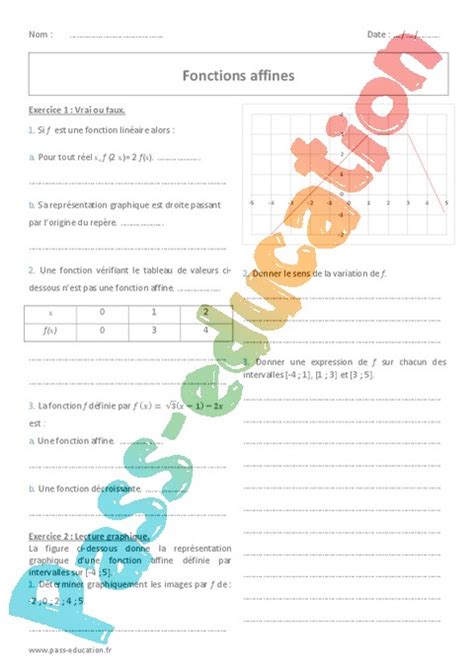 Exercice Fonctions Affines Seconde 2nde
