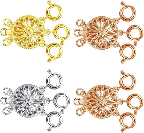 4pcs 3 Colors Necklace Layering Clasps Multi Strand Flower Necklace