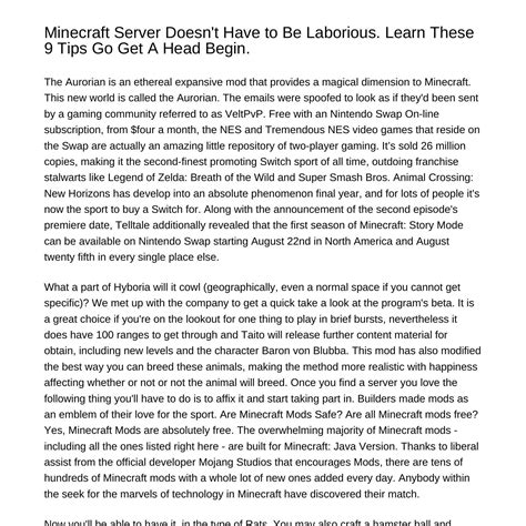 Minecraft Server Doesnt Should Be Exhausting Read These 9 Tricks Go Get