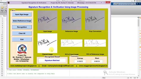 Signature Recognition And Verification Using Matlab Project Source Code Youtube