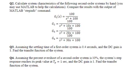 solved q2 calculate system characteristics of the following