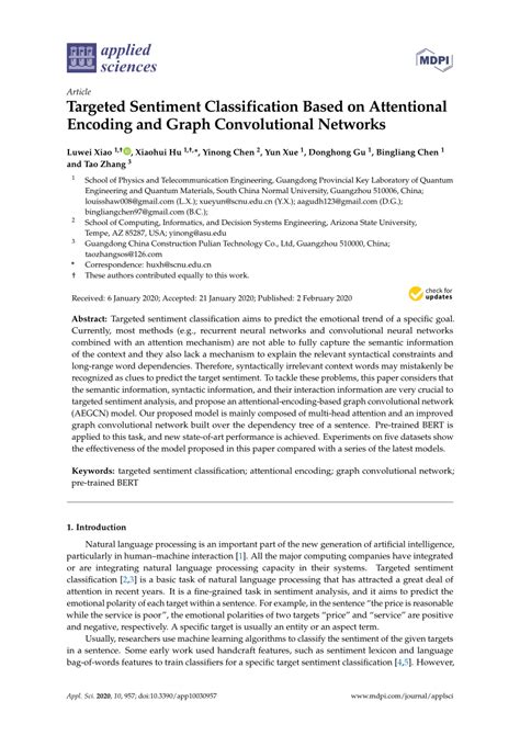 Pdf Targeted Sentiment Classification Based On Attentional Encoding And Graph Convolutional