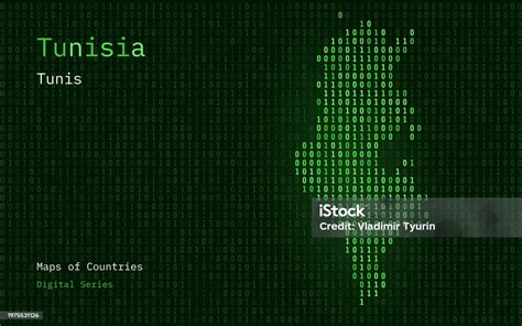 Tunisia Map Shown In Binary Code Pattern Tsmc Matrix Numbers Zero One