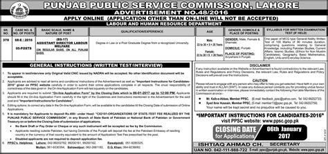 Ppsc Assistant Director Labour Welfare Jobs Syllabus Mcqs Papers