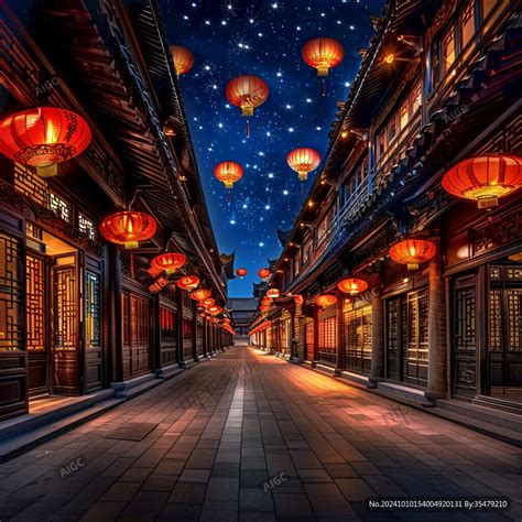 ai创作图街景民俗古建筑夜景 古建红灯笼夜景 挂满灯笼的街道 古代繁华街道 中国古街夜景 传统建筑走廊夜景 挂满灯笼的古城夜景 巷道游人红灯笼