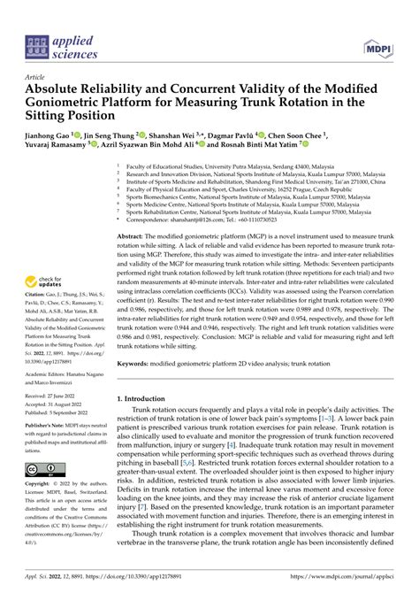 pdf absolute reliability and concurrent validity of the modified