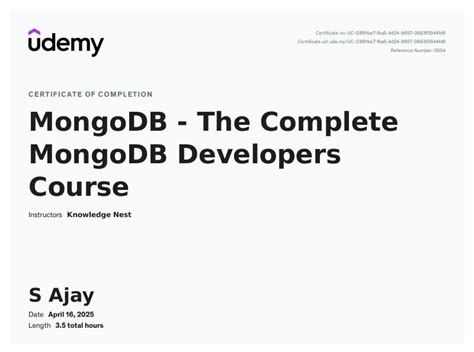 Mongodb Database Udemy Nosql Learning Certification S Ajay