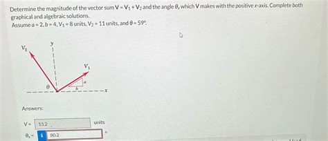 Solved Determine The Magnitude Of The Vector Sum V V1 V2 And The