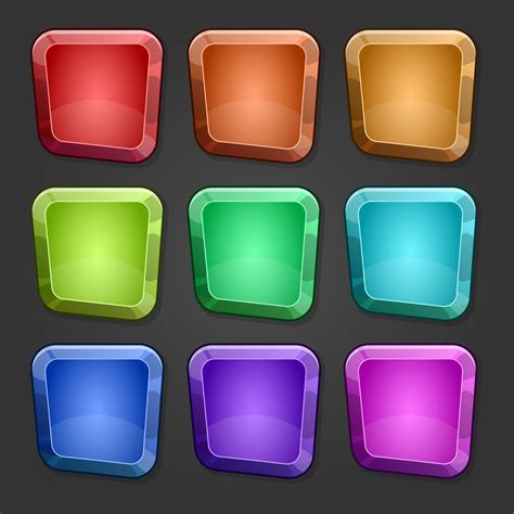 Colorful Square Buttons With Cartoon Design Vector Vector Art At Vecteezy