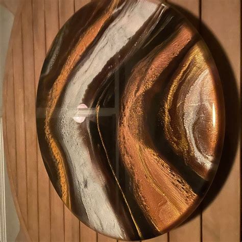 Custom Lazy Susan Turntable Handmade With Resin On Solid Wood Abstract Centerpiece Shades Of