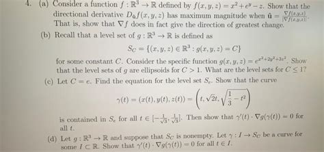 solved 4 a consider a function f rr defined by f x y z