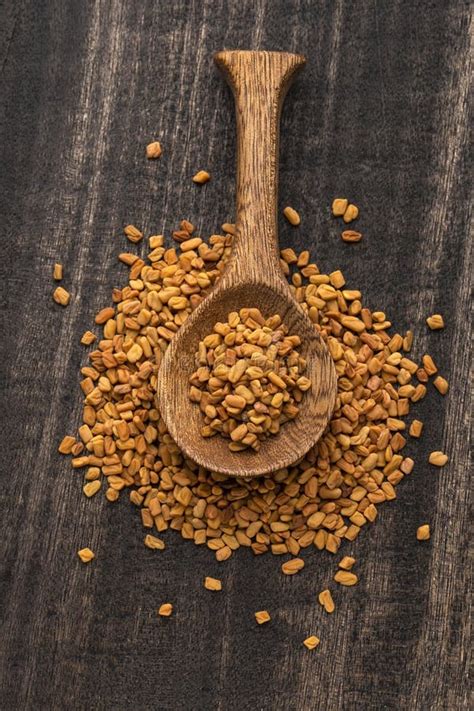 Trigonella Foenum Graecum Dried Organic Fenugreek Seeds In The Spoon Stock Image Image Of