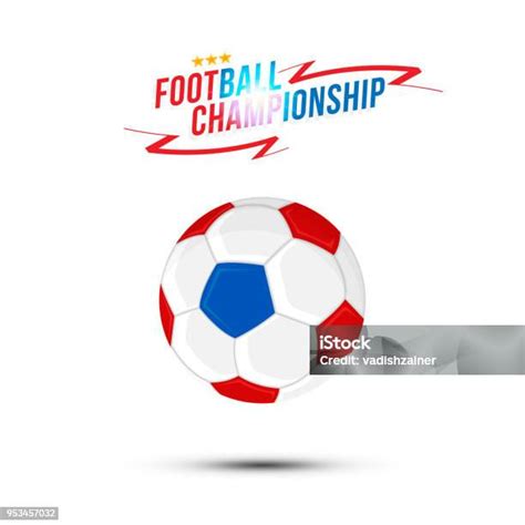 밝은 조명 효과와 글꼴 비문와 축구에 대 한 현실적인 축구 공 그림자와 흰색 배경에 고립 된 공입니다 평면 벡터 일러스트 레이 션입니다 축구 스포츠 요소 가죽에 대한 스톡