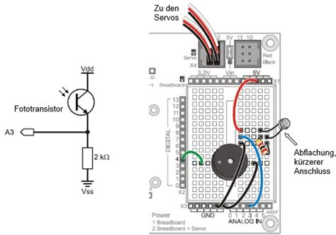 Fototransistor Lichtsteuerung Navigation Roboter Arduino