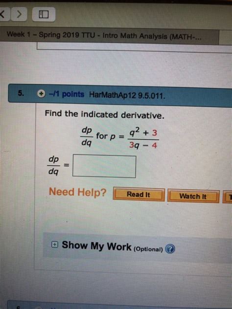 Solved Week 1 Spring 2019 Ttu Intro Math Analysis Math
