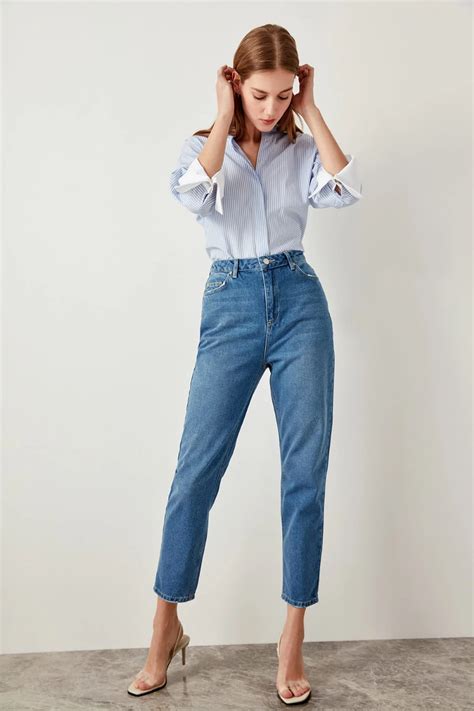 Best Selling Women Blue High Waist Jeans – GaGodeal | High waisted mom ...