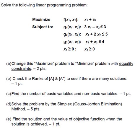 Solved Solve The Following Linear Programming Problem