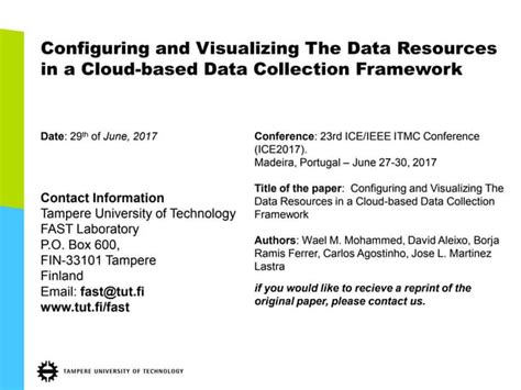 configuring and visualizing the data resources in a cloud based data collection framework ppt