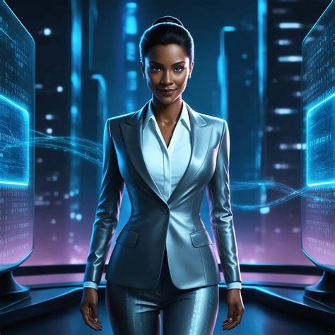 Binary Code Cyber Business Woman Premium Ai Generated Image