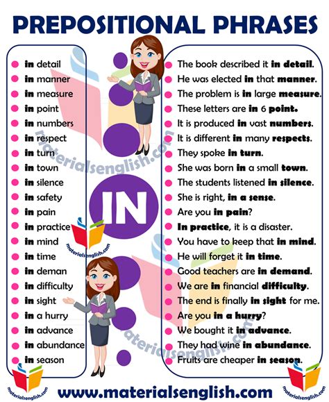 Prepositional Phrases IN Materials For Learning English