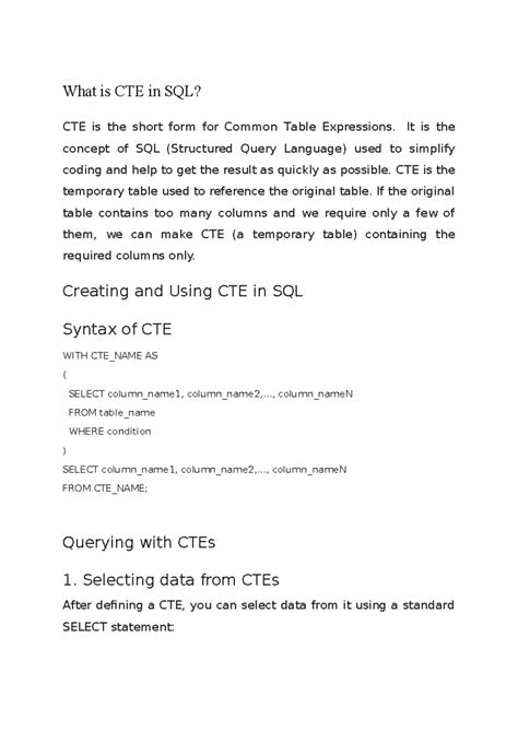 Cte In Sql Common Table Expressions What Is Cte In Sql Cte Is The Cte In Sql Common Table Expressions What Is Cte In Sql Cte Is The