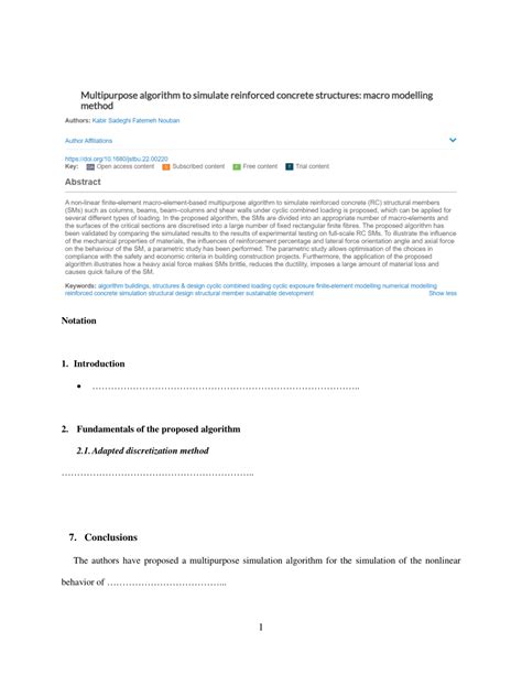 Pdf Multipurpose Algorithm To Simulate Reinforced Concrete Structures