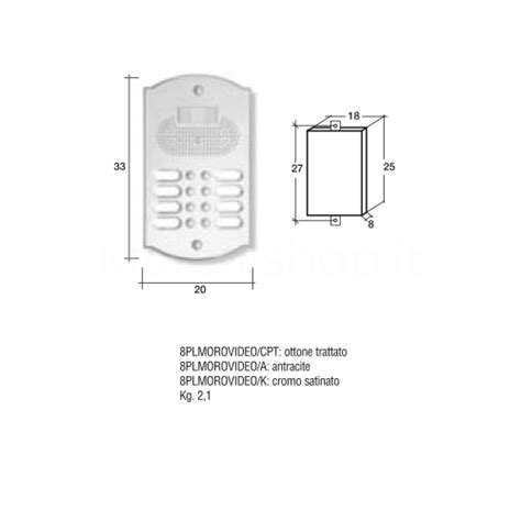 PUSH BUTTON PANEL FOR VIDEO INTERCOM 8 NAMES MOD 8PLMOROVIDEO CPT IN TREATED BRASS