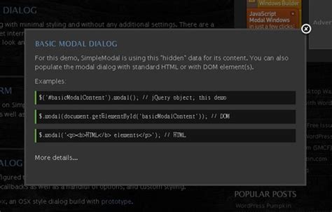SimpleModal A JQuery Modal Dialog Framework Web Resources WebAppers