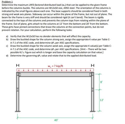 Solved Problem 1 Determine the maximum LRFD factored | Chegg.com