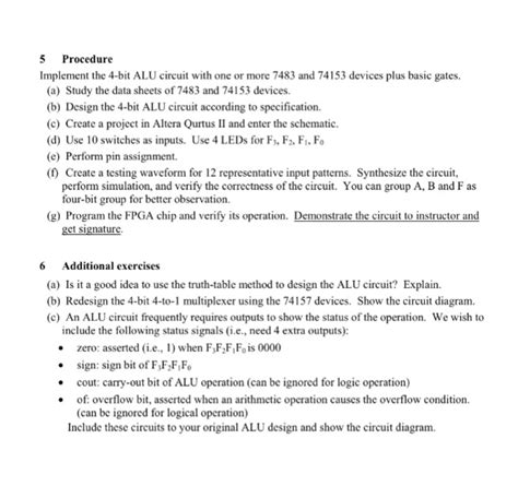 5 Procedure Implement The 4 Bit Alu Circuit With One