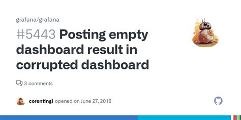 Posting Empty Dashboard Result In Corrupted Dashboard · Issue 5443 · Grafanagrafana · Github