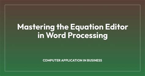 Mastering The Equation Editor In Word Processing Gender Studies Mastering The Equation Editor In Word Processing Gender Studies