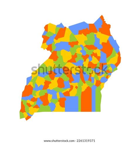 Uganda Political Map Administrative Divisions Districts Stock Vector Royalty Free