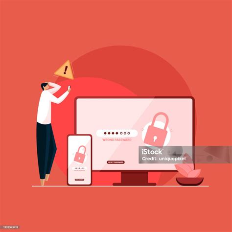 Man Trying To Login Into His Devices User Forgot Password Web And Cyber Security With Wrong