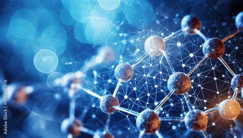 Molecular Structure Illustration Close Up Blue Background 3d