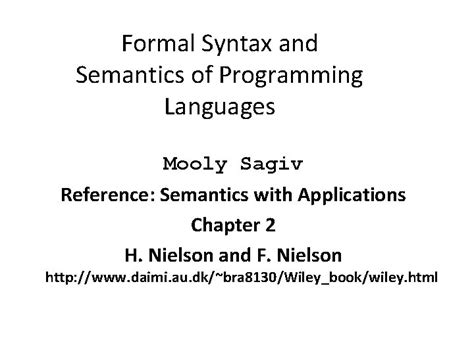 formal syntax and semantics of programming languages mooly