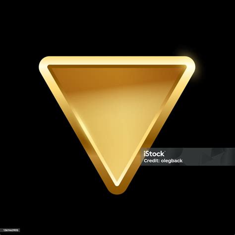 골드 트라이앵글 버튼 프레임 빈 엠블럼을 위한 3d 골든 광택 우아한 디자인 0명에 대한 스톡 벡터 아트 및 기타 이미지 0명 3차원 형태 검은색 Istock