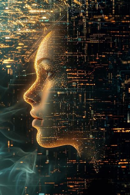 Premium Photo 3d Representation Of A Woman Emerging From A Digital Matrix