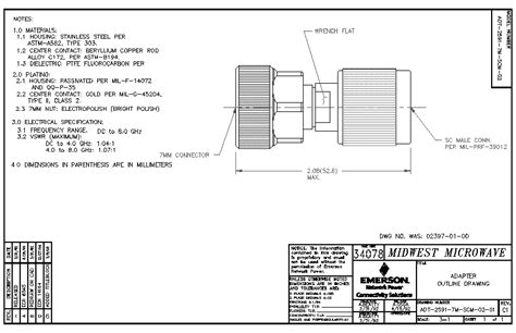 Adt 2591 7m Scm 02 Datasheet Adapter 7mm Sc Male 11 Ghz Power W Na Attenuation