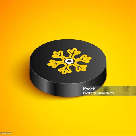 노란색 배경에 격리 된 등색 선 눈송이 아이콘 검은 색 원 버튼 벡터 0명에 대한 스톡 벡터 아트 및 기타 이미지 0명