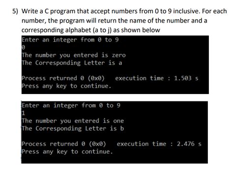 Solved Write A C Program That Accept Numbers From 0 To 9