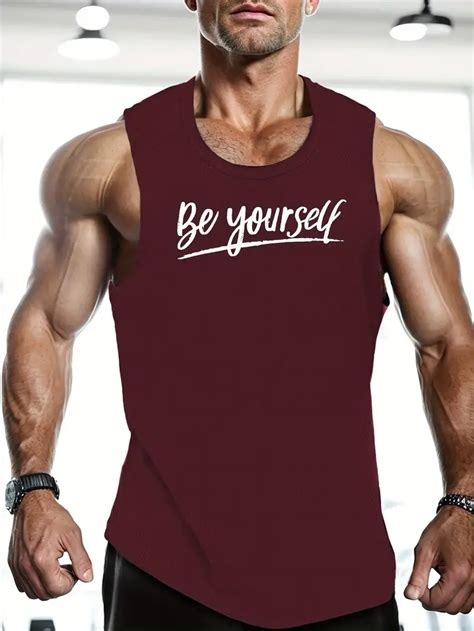 Plus Size Mens Letter Print Tank Tops Comfy Breathable Temu Ireland