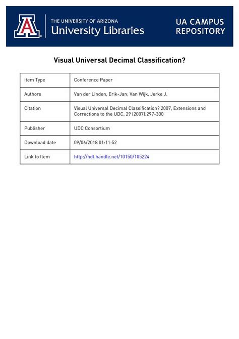 Pdf Visual Universal Decimal Classification Open Arizona