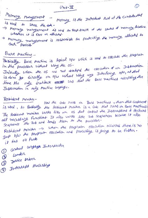Os Unit 4 Operating System Btech 2nd Year I Memory Management Memory Is The Important Part