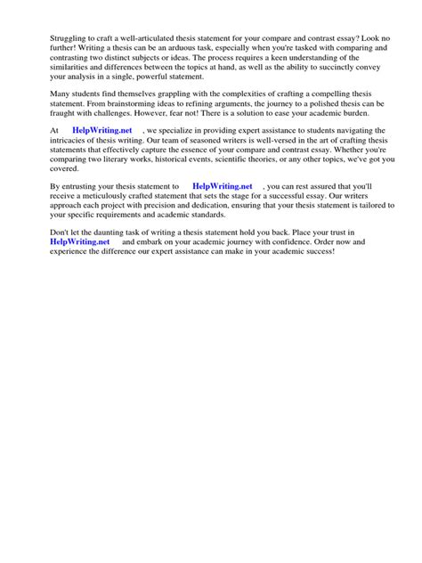 Sample Of Thesis Statement For Compare And Contrast Pdf Essays Thesis