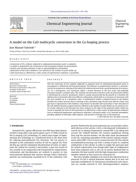 Cao Carbonation Analytical Model Of Conversion Pdf Carbon Dioxide Sintering